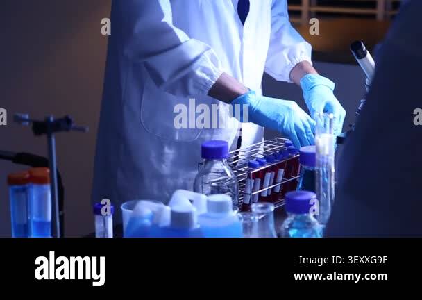 scientist working on chemical laboratory in the lab Stock Video Footage ...