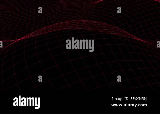Red wireframe landscape with flowing grid lines, futuristic digital ...