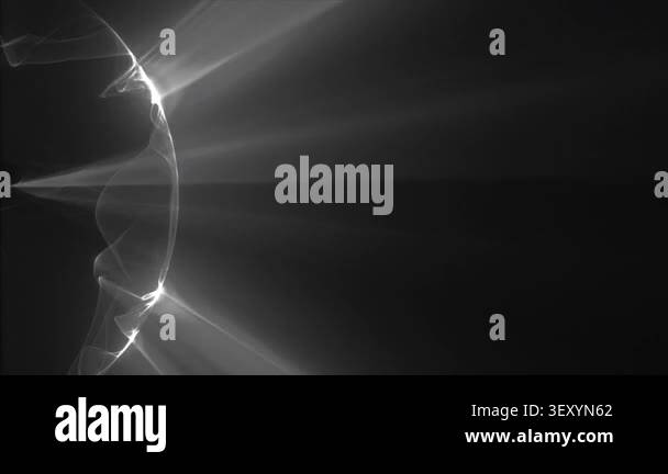 Glowing white digital sphere with light rays on a dark background ...