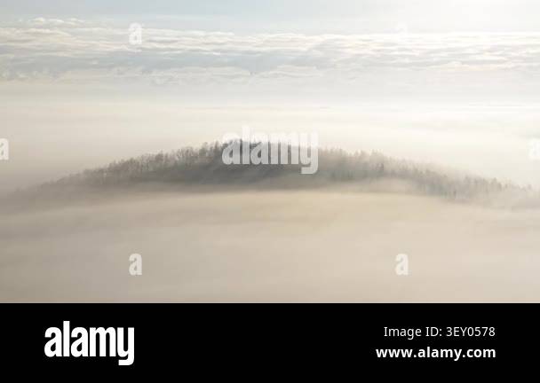 Calm nature landscape with trees in low clouds Stock Video Footage - Alamy