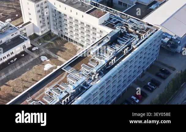 Industrial building with ventilation on its roof Stock Video Footage ...