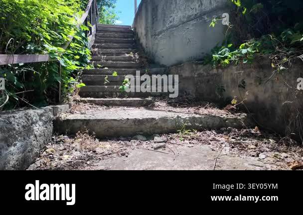Cinematic 4K 24fps footage with natural motion blur. Abandoned concrete ...