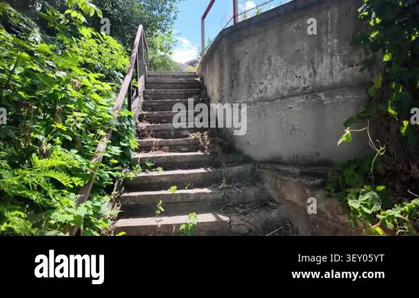 Cinematic 4K 24fps footage with natural motion blur. Abandoned concrete ...