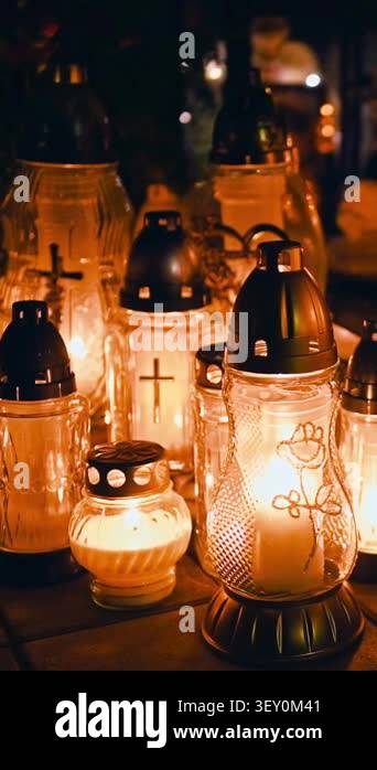 Remembering The Deceased On Catholic Holiday And Burning Lamps vertical ...