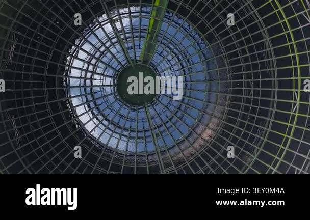 Radial metal framework inside nuclear cooling tower with circular ...