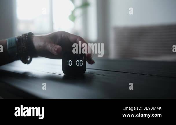 Girl Sets A Tabletop Electronic Timer With Hand To Focus On Work Stock ...