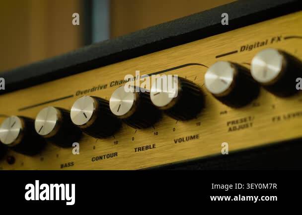 Rotary control knobs for volume, tone, and effects adjustment. Macro ...