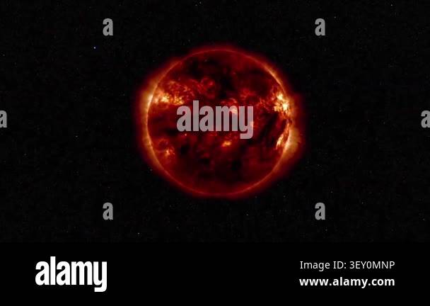Animation of the burning sun rotating in dark outer space Stock Video ...