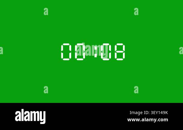 Animated digital clock countdown displayed in a clean seven segment LED ...