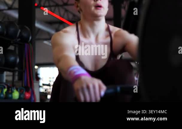 Healthy Athletic Woman with Toned Body Working Out in Professional Gym ...