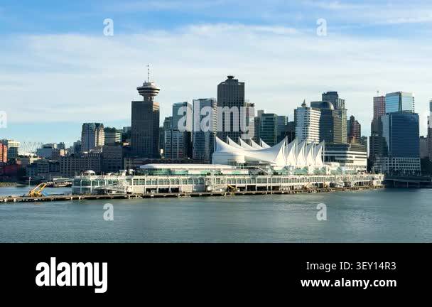 View of Vancouver, Canada with tall buildings along the waterfront. The ...