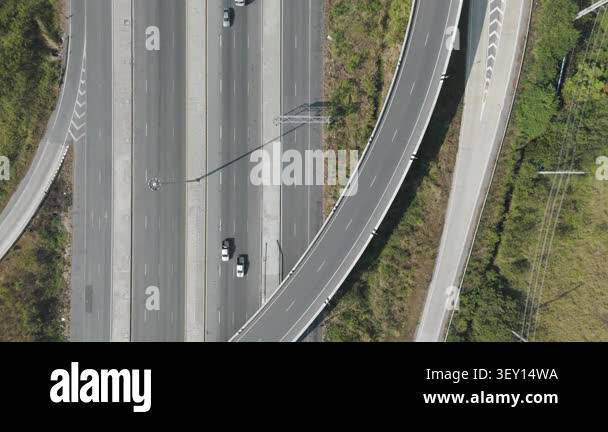 Drone footage scenic landscape of the traffic at bridge over the ...