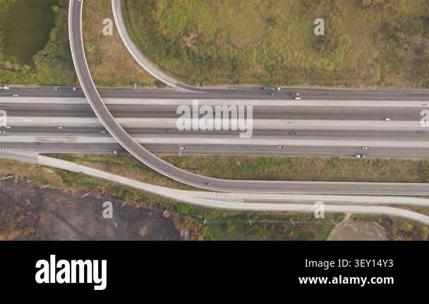 Drone footage scenic landscape of the traffic at bridge over the ...