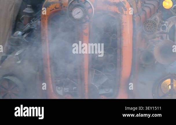 a custom steampunk-themed vehicle sculpture, front features a prominent ...