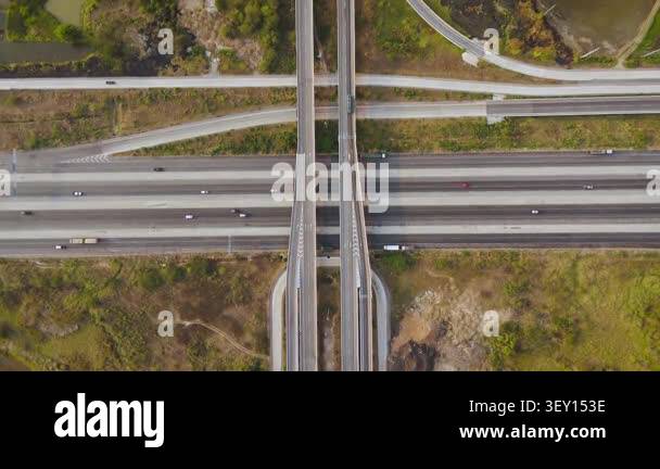 Drone footage scenic landscape of the traffic at bridge over the ...