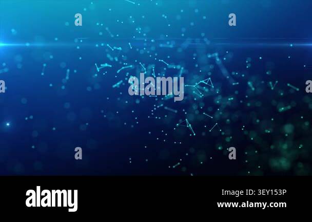 4K abstract digital network video overlay with connected particle nodes ...