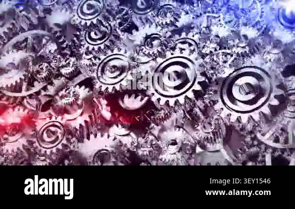 Abstract composition of metallic gears and cogwheels for engineering ...
