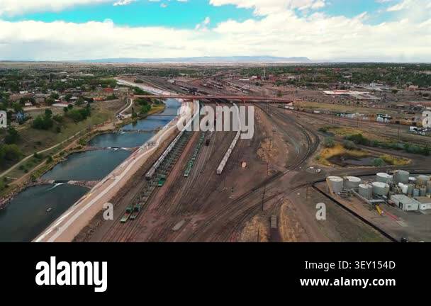 Aerial drone flies above major Pueblo Colorado rail yard following ...