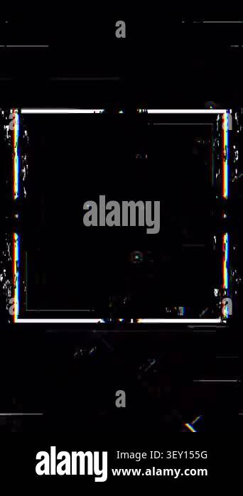 4K vertical glitch frame video overlay featuring abstract digital ...