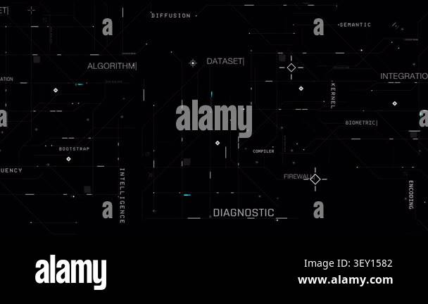 Video overlay template for cyber and technology concept line and node ...