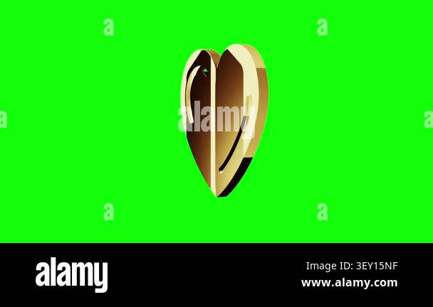 Heart romantic love and health symbol isolated loop. Abstract 3d golden ...