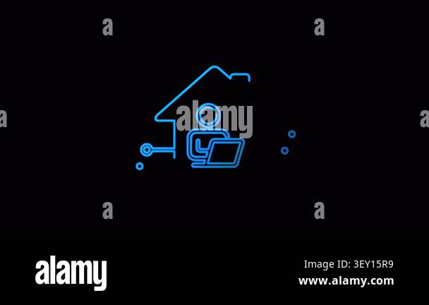 Remote work freelancer line symbol loopable background. Cyber ...