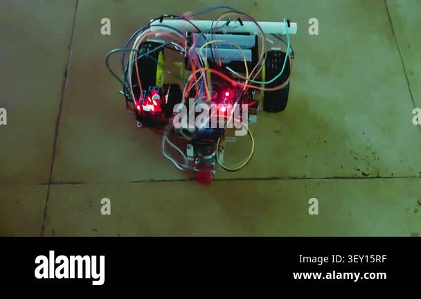 Arduino Obstacle Avoiding Robot Car Moving On Floor Indoor Stock Video ...