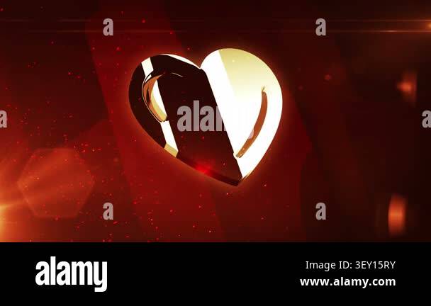 Heart romantic love and health metal shine symbol. Abstract 3d golden ...