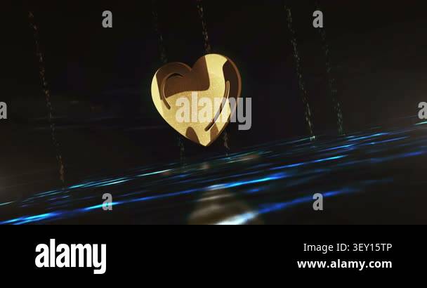 Heart romantic love and health shine symbol on green digital background ...