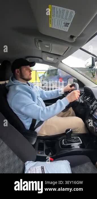 Man driving car from interior perspective side view Stock Video Footage ...