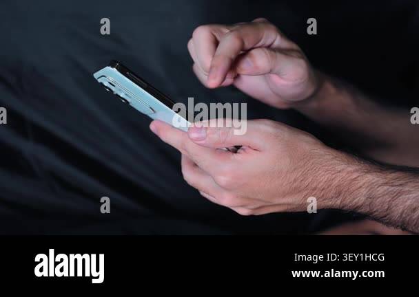 Hands Holding Smartphone While Browsing or Typing on Mobile Device ...