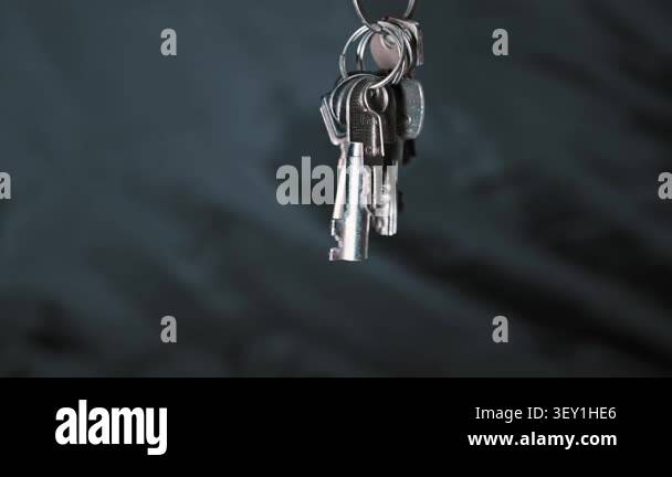 Close Up of Hanging House Keys on Keychain with Blurred Background ...