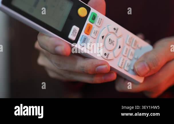Close Up of Hand Holding Air Conditioner Remote Control Stock Video ...