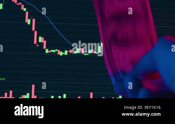Hand Holding Dollar Banknote in Front of Bearish Trading Chart, Motion ...