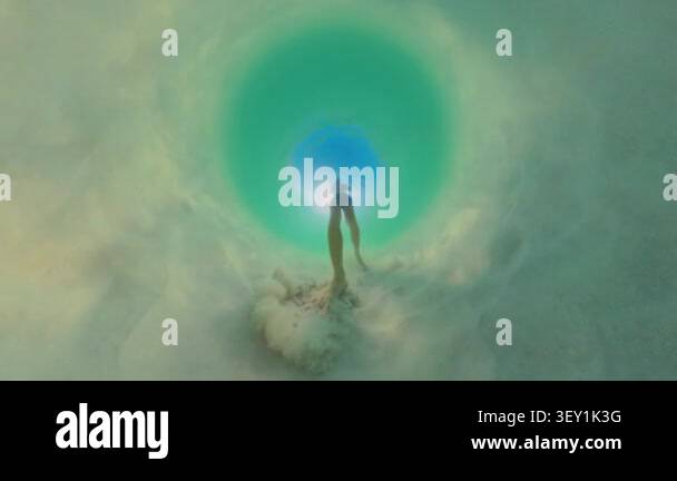 Underwater Wide Angle View Person Walking Away On Sandy Bottom With ...