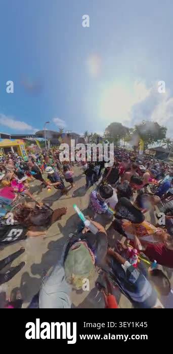 Thailand, Koh Samui 13.04.2026. Vertical video. Wide Angle View Crowd ...