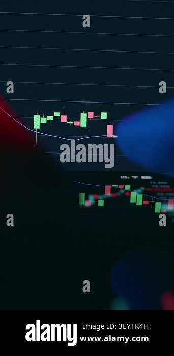 Vertical video. Close View Of Smartphone With Candlestick Chart While ...