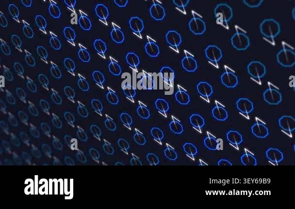 Seamless Pattern Of Glowing Neon Shapes In Blue And White Arranged In seamless-pattern-of-glowing-neon-shapes-in-blue-and-white-arranged-in