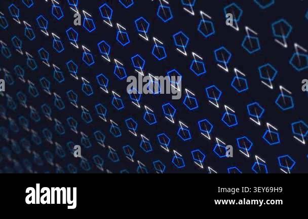 Seamless Pattern Of Glowing Neon Shapes In Blue And White Arranged In Seamless Pattern Of Glowing Neon Shapes In Blue And White Arranged In