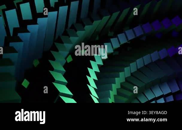 Green and Blue Geometric Abstract Loop Background: Hypnotic 3D Tunnel ...