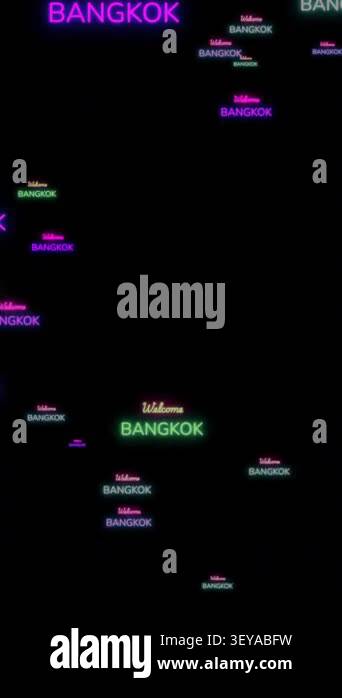 Welcome Bangkok Neon Signs Repeating Pattern Night City Lights Travel ...