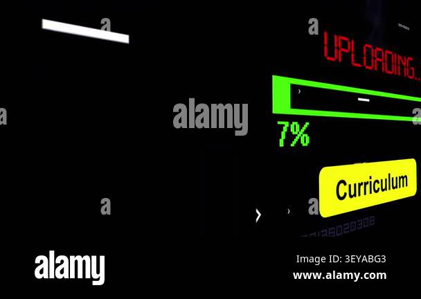Digital Uploading Progress Bar with Curriculum Button and Futuristic ...