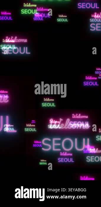 Welcome Seoul Neon Signs Repeating Pattern Night City Lights Travel ...