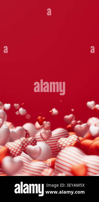 Cluster of red pulsating hearts on a red background, Valentine s Day 3D ...