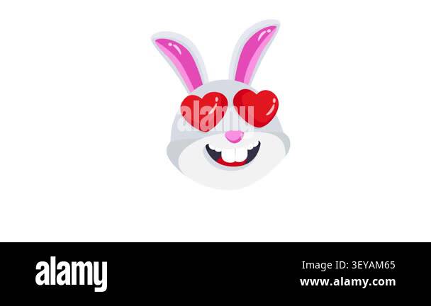 3d animated icon showing a lovely bunny with heart eyes Stock Video ...