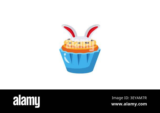 A 3d animated icon showing easter cupcake with bunny ears Stock Video ...