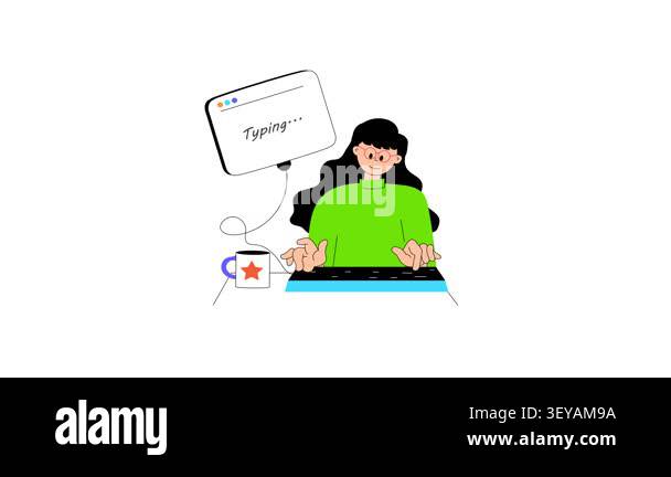 Modern concept of animated flat illustration of typing test Stock Video ...