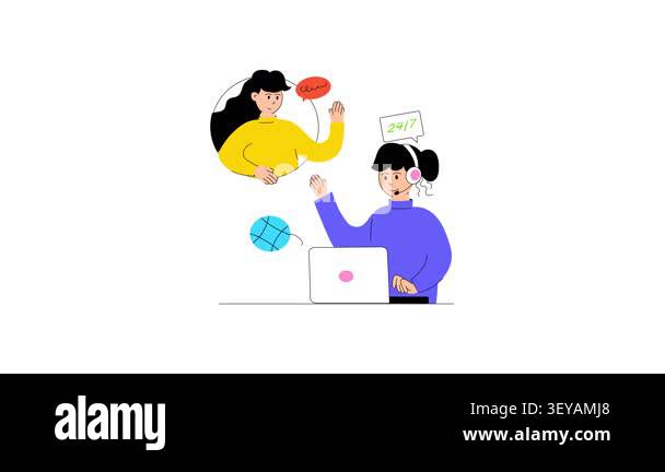 Trendy animated vector illustration of customer support Stock Video ...