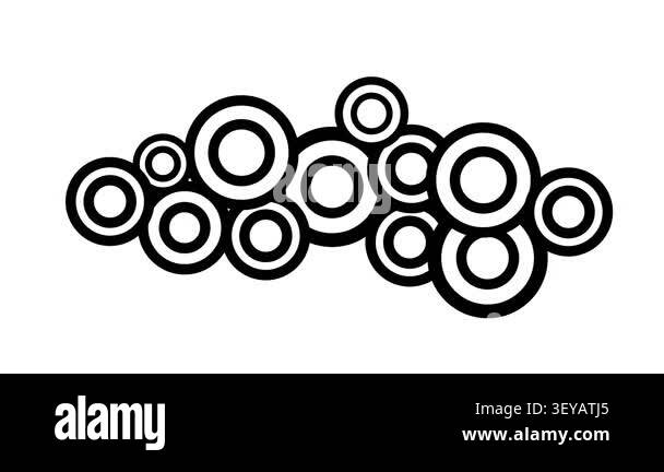 A seamless black and white pattern of overlapping concentric circles ...