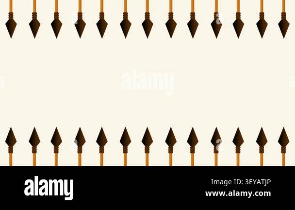 Two rows of short black spears are scattered across a plain beige game ...
